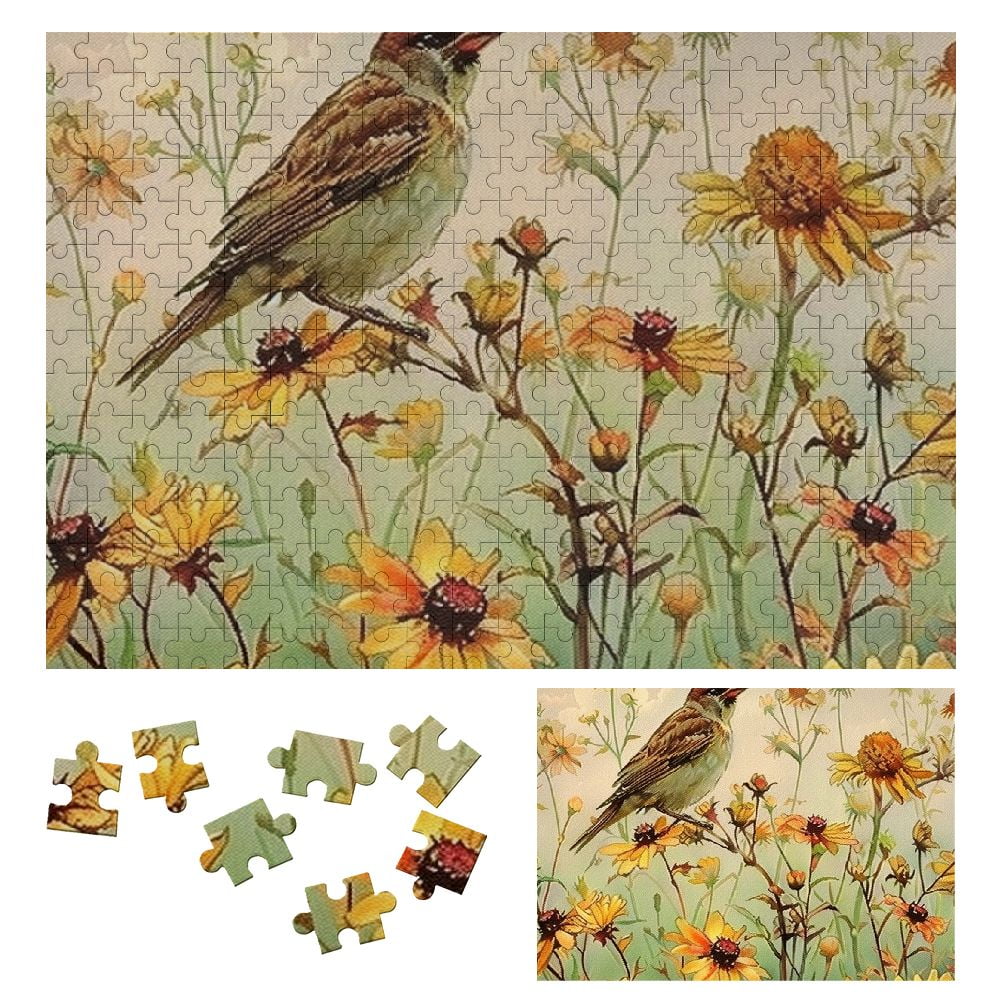 SHERONV Bird Flowers Field Wooden Jigsaw Puzzle Horizontal Style Family ...