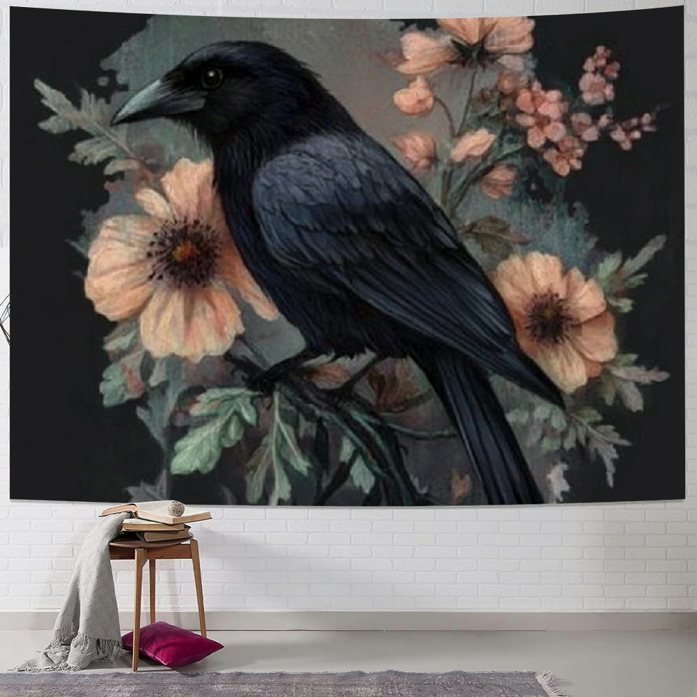 SHERONV Bird Flowers Gothic Tapestry Wall Hanging Unique Style Graphic ...
