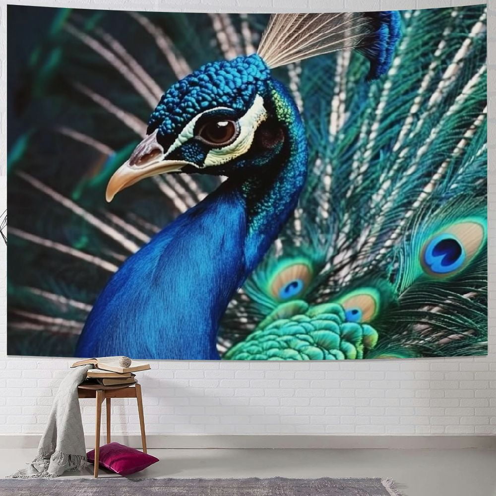 SHERONV Blue Peacock Feather Tapestry Wall Hanging Tapestry For Bedroom ...