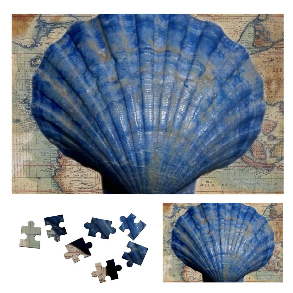 SHERONV Blue Shell Map Wooden Jigsaw Puzzle for Adults and Kids, Family ...