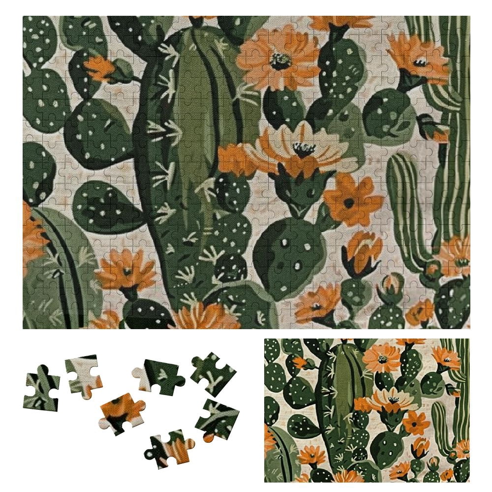 SHERONV Cactus Flowers Wooden Jigsaw Puzzle Horizontal Style Eco ...