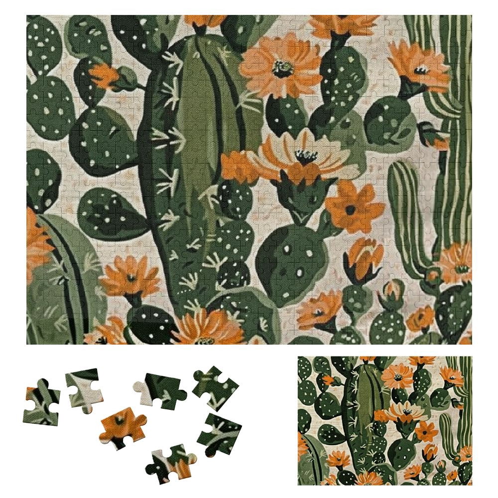 SHERONV Cactus Flowers Wooden Jigsaw Puzzle Horizontal Style Eco ...