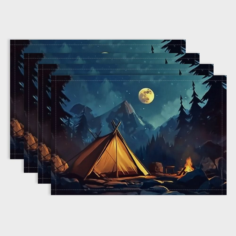 SHERONV Camping Themed Table Place Mats Camp Accessories Placemats Set ...