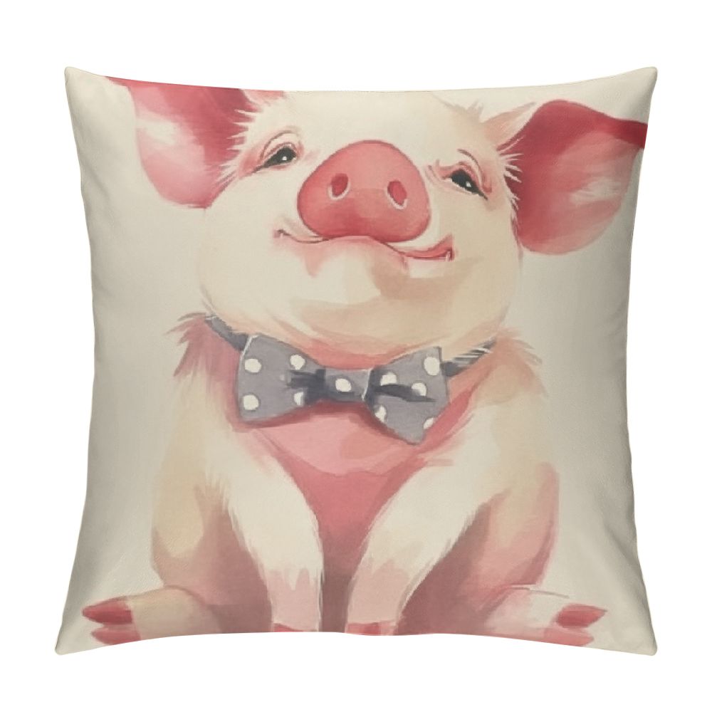 SHERONV Cartoon Pink Pig Boys Girls Throw Pillow Covers Cute Pig Pillow ...