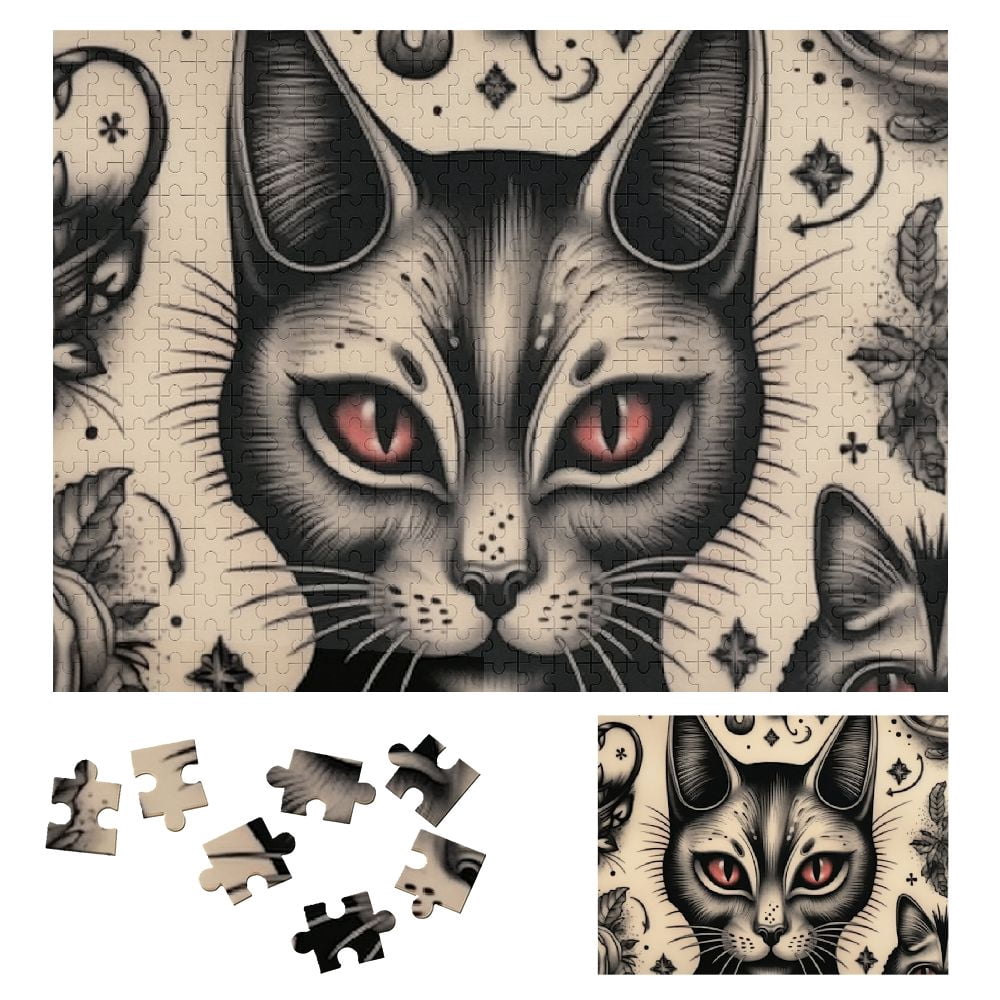 SHERONV Cats Skulls Wooden Jigsaw Puzzle - Challenging Difficult Wood ...