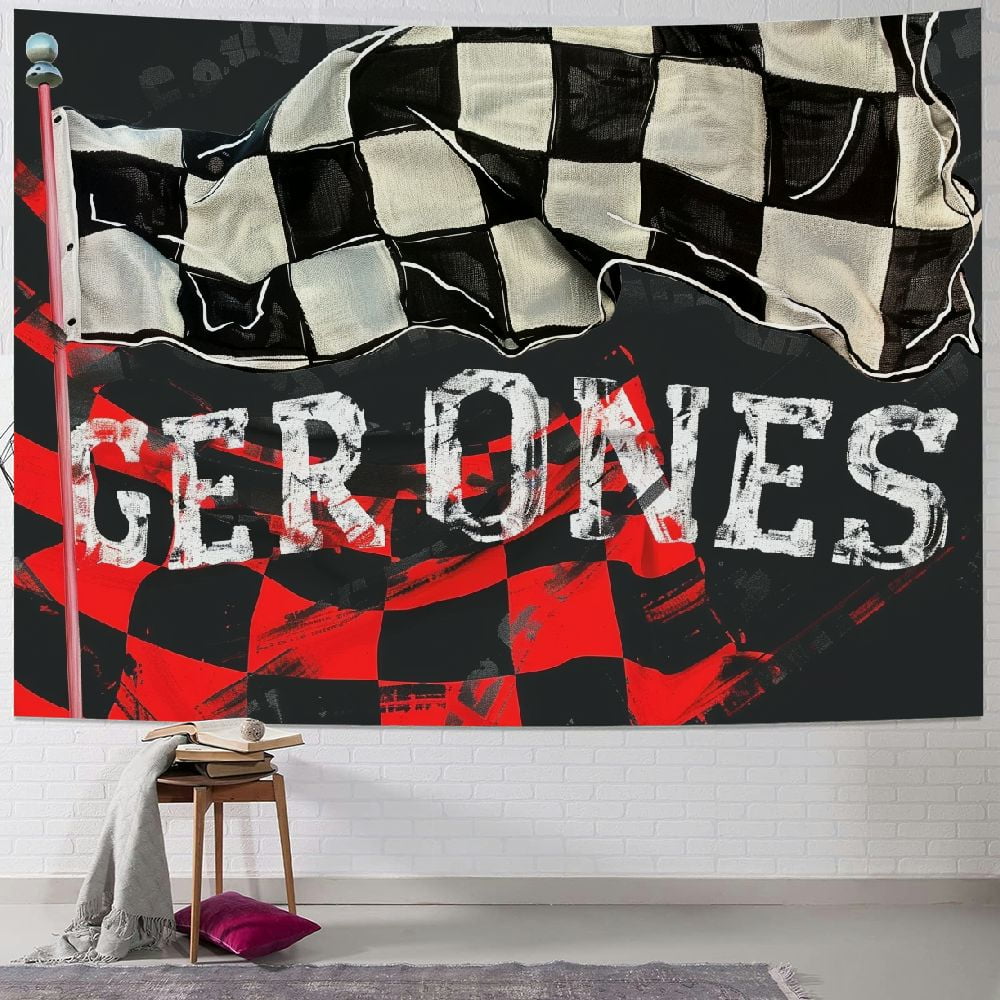 SHERONV Checkered Flag Tapestry Wall Hanging Unique Style Graphic ...