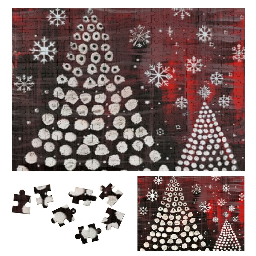 SHERONV Christmas Tree Snowflakes Naive Art Wooden Puzzle for Adults ...