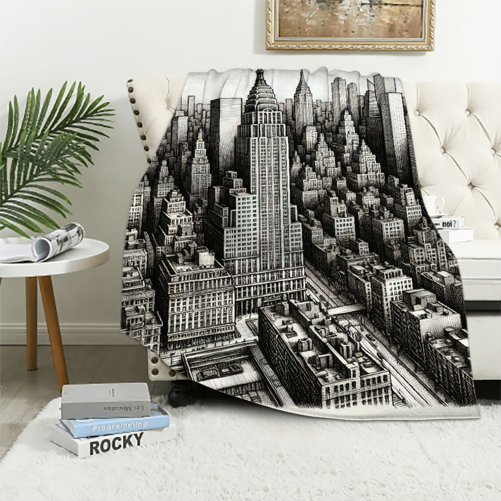 SHERONV Cityscape Empire State Building Soft Fleece Blanket Lightweight ...