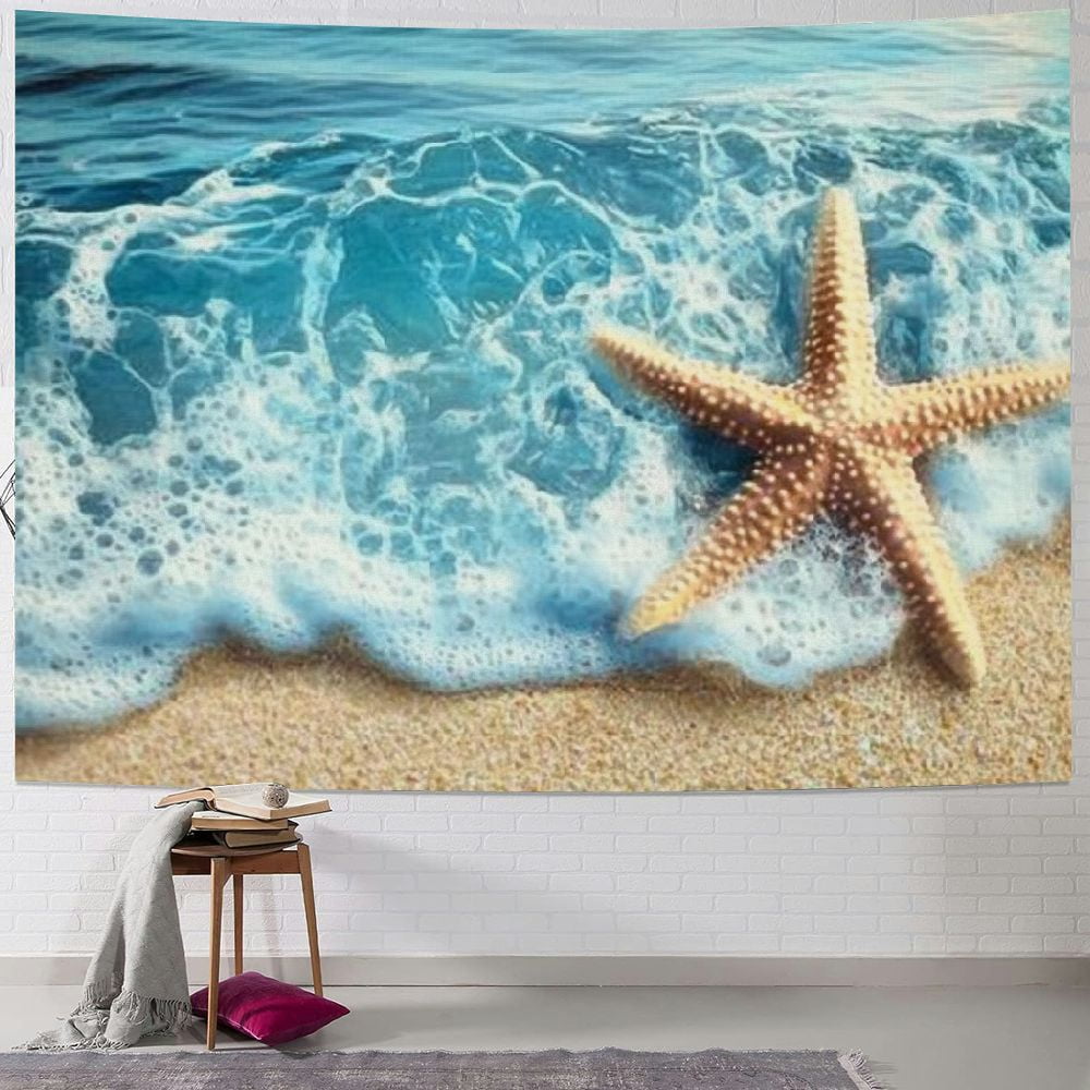 SHERONV Coastal Ocean Tapestry Wall Hanging Summer Starfish Sea Shells ...