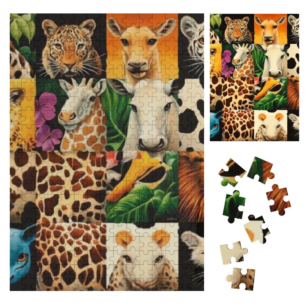 SHERONV Colorful Animals Wooden Jigsaw Puzzle Vertical Style Gift for ...