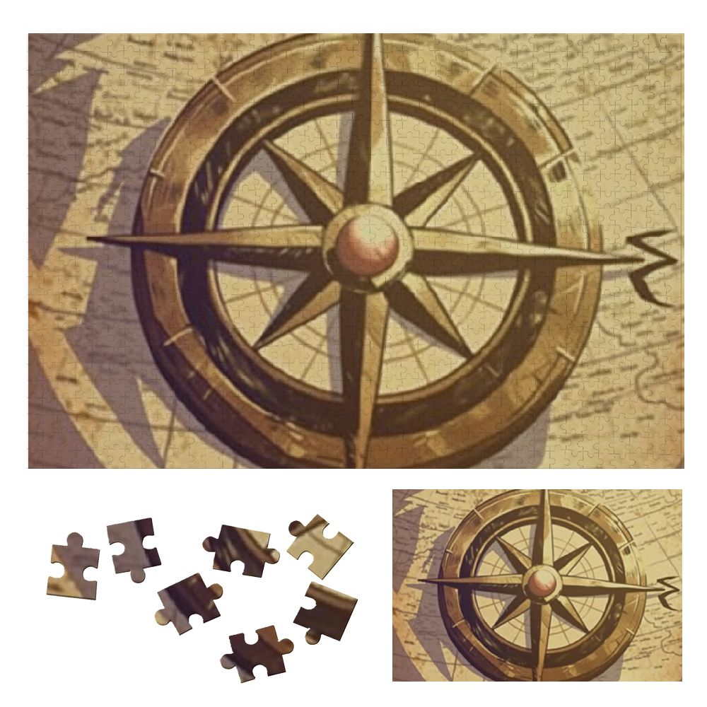 SHERONV Compass Paper Symbolism Wooden Jigsaw Puzzle Leisure Game Toy ...