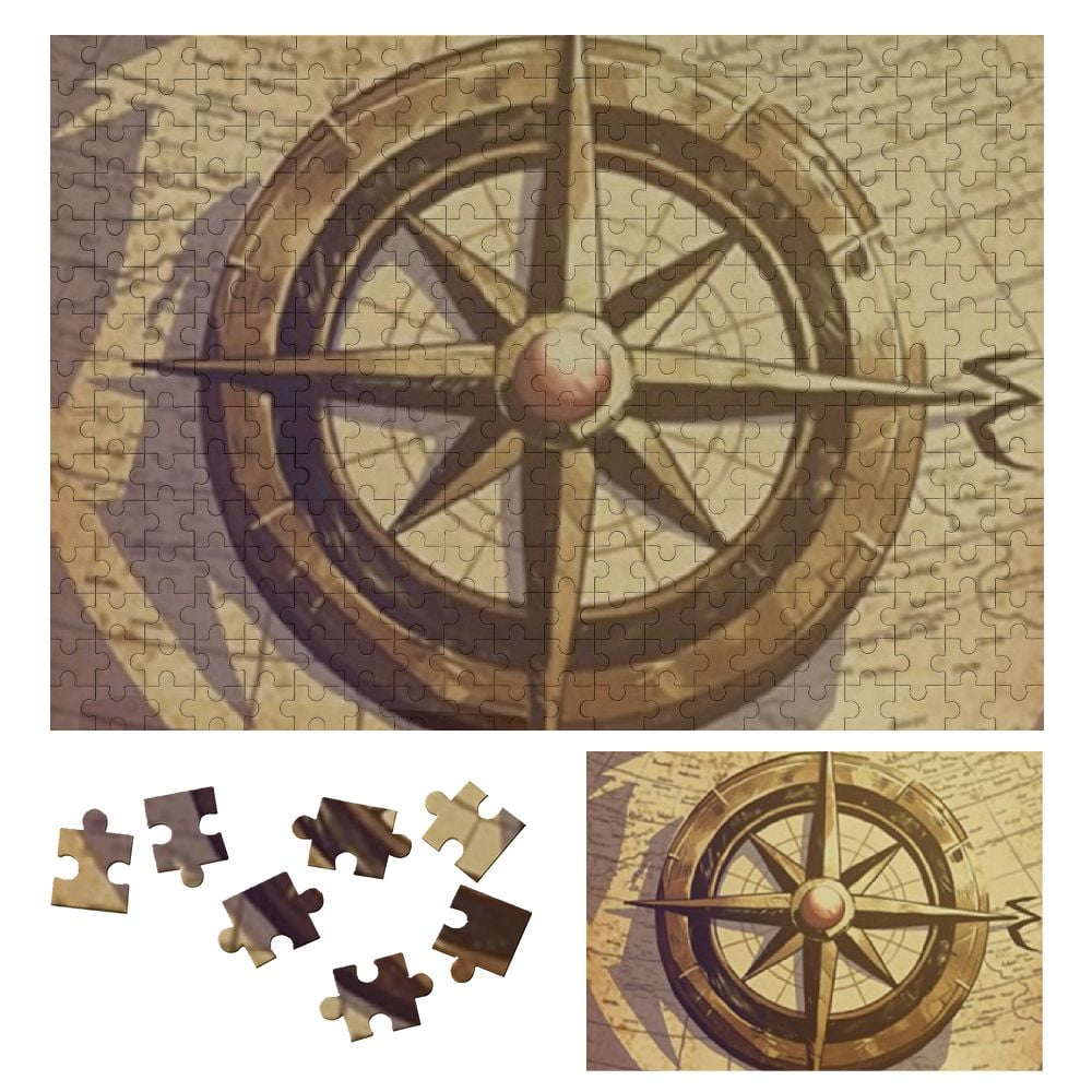 SHERONV Compass Paper Symbolism Wooden Jigsaw Puzzle Leisure Game Toy ...