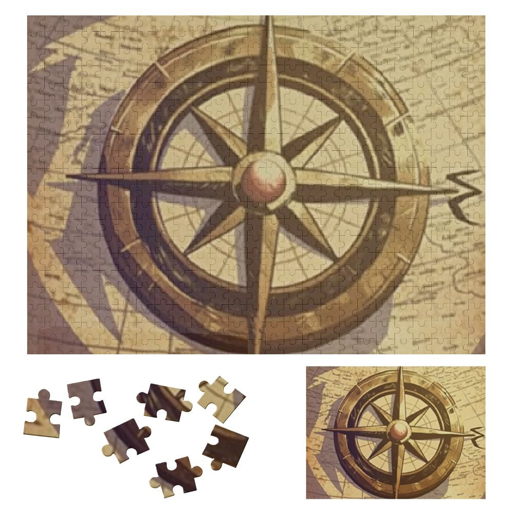 SHERONV Compass Paper Symbolism Wooden Jigsaw Puzzle Leisure Game Toy ...