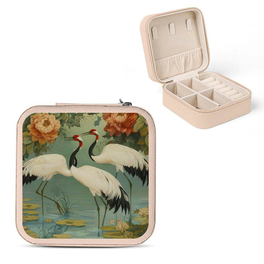 SHERONV Cranes Pond Flowers Flexible Storage Jewelry Box Travel Case ...