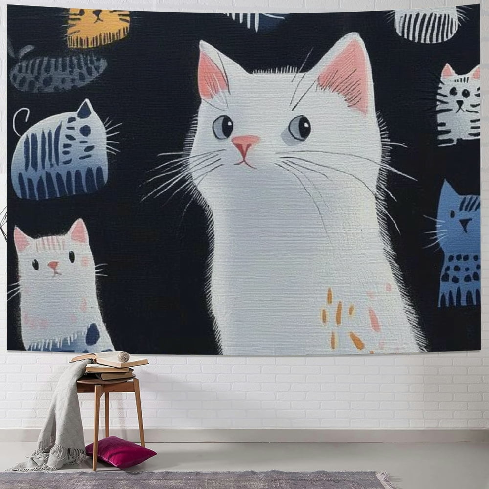SHERONV Cute Cat Tapestry Wall Hanging Unique Style for Home Wall Decor ...