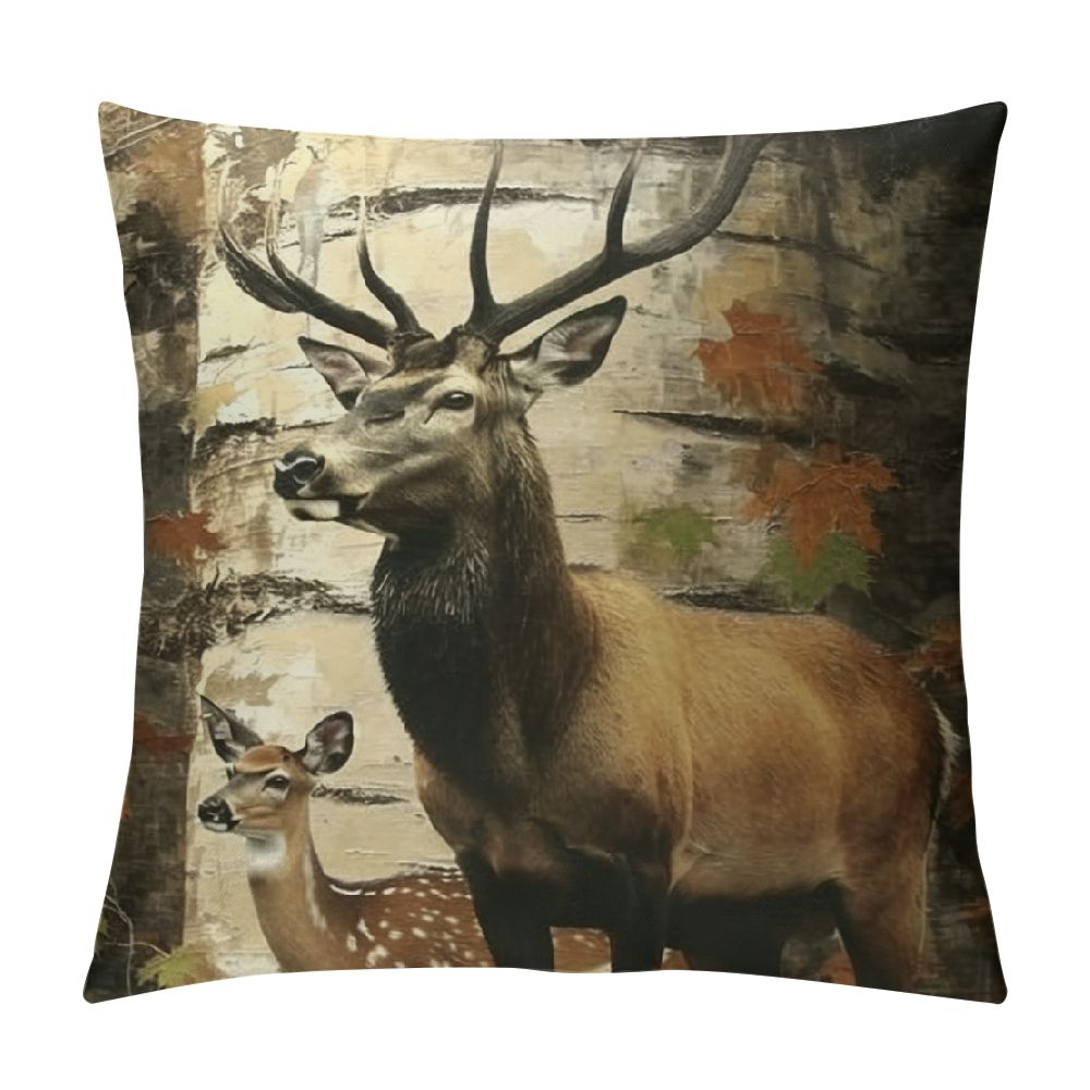 SHERONV Cute Deer Throw Pillow Covers Western Farmhouse Decorative ...