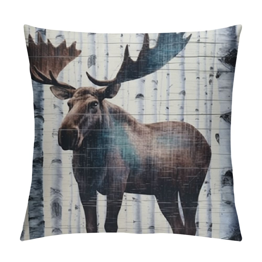 SHERONV Cute Moose Decorative Throw Pillow Covers, Soft Deer Hunting ...