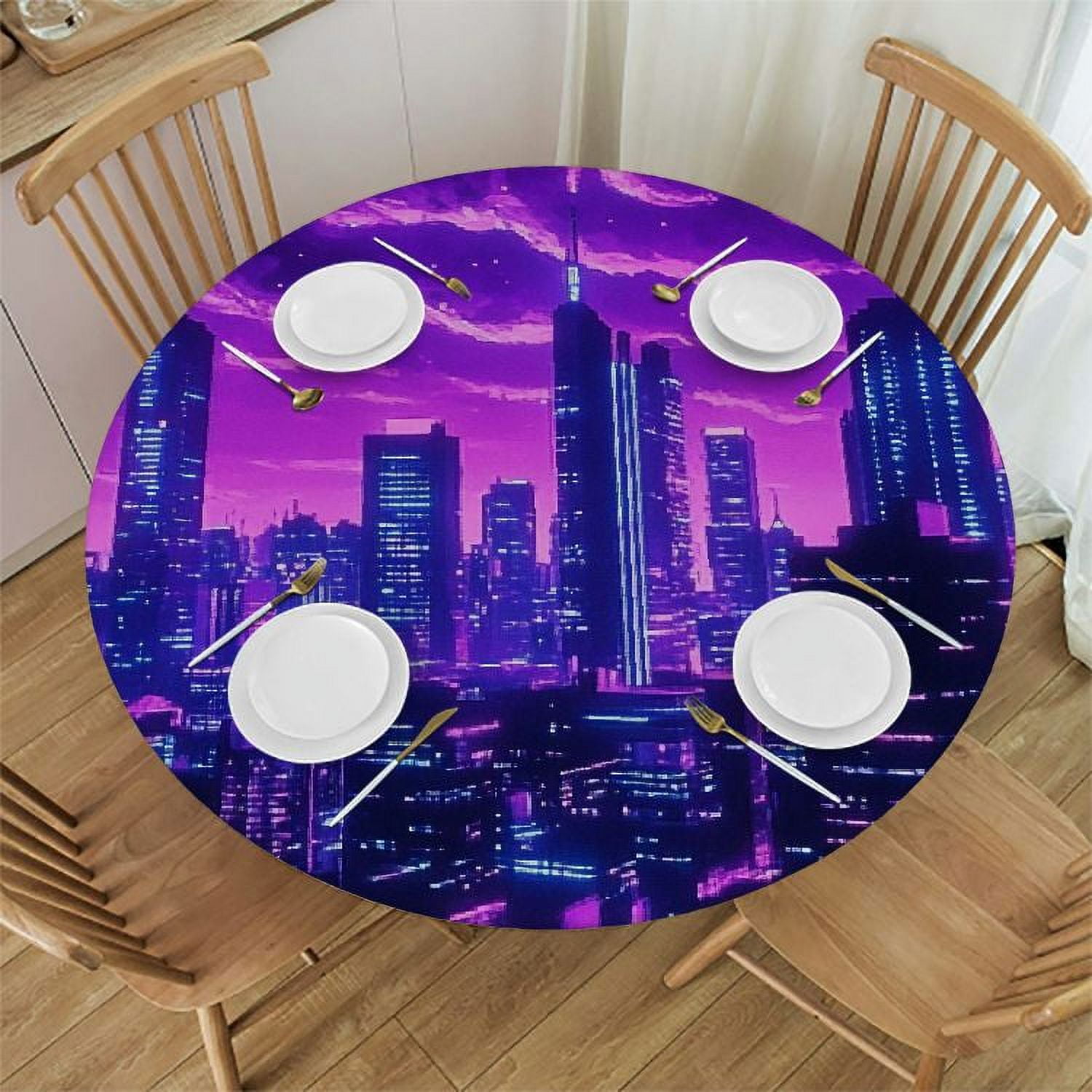 SHERONV Cyberpunk Art Round Tablecloth Stain Resistant Washable Indoor ...