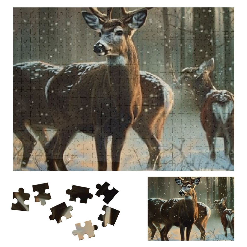 SHERONV Deer Snow Forest Wooden Jigsaw Puzzle Challenging Difficult ...