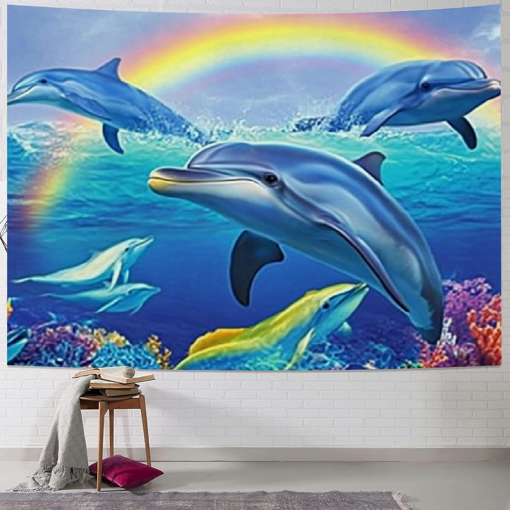 SHERONV Dolphins Ocean Rainbow Tapestry Wall Hanging Unique Style ...