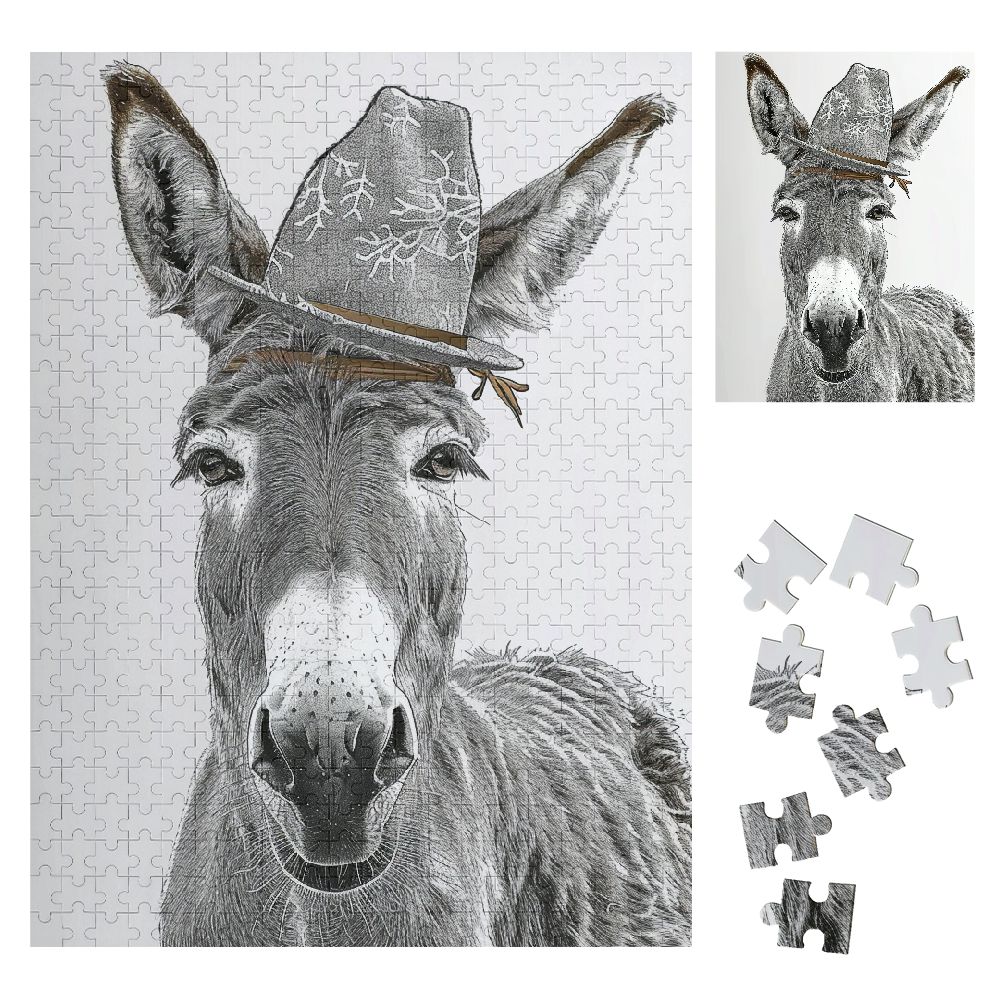 SHERONV Donkey Wooden Jigsaw Puzzle Vertical Version - Premium Eco ...