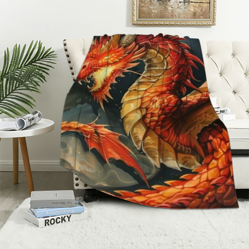 SHERONV Dragon Theme Warm Lightweight Soft Fleece Throw Blanket for All ...