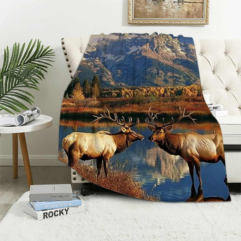 SHERONV Elk Mountains Lake Warm Lightweight Blanket Soft Fleece ...