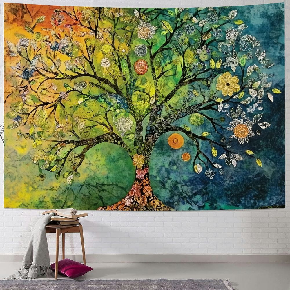 SHERONV Ethnic Tapestry, Tree in the Valley Spiral Branch Balance ...