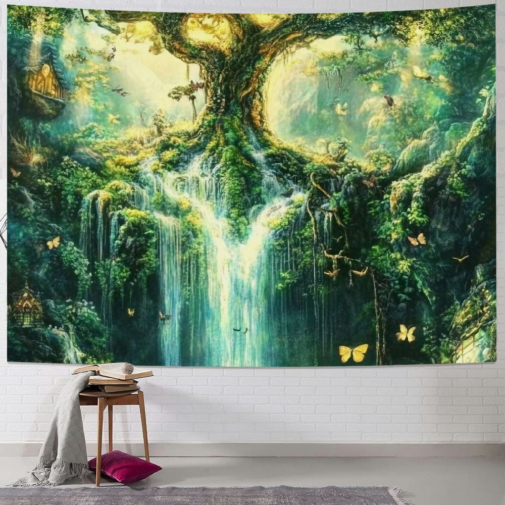 SHERONV Fantasy Forest Tapestry Green Fairy Magical Tree of Life ...
