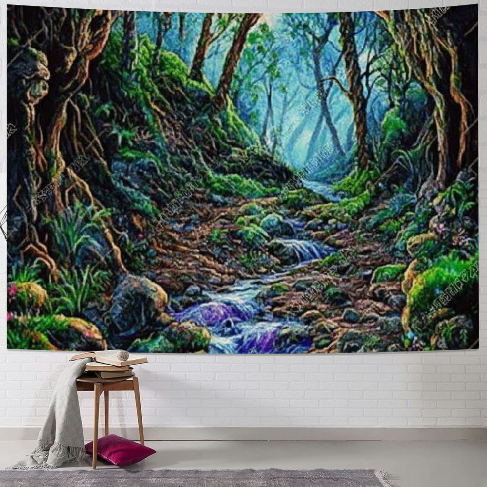 SHERONV Fantasy Forest Tapestry Plants Jungle Magic Game Scene Tapestry ...