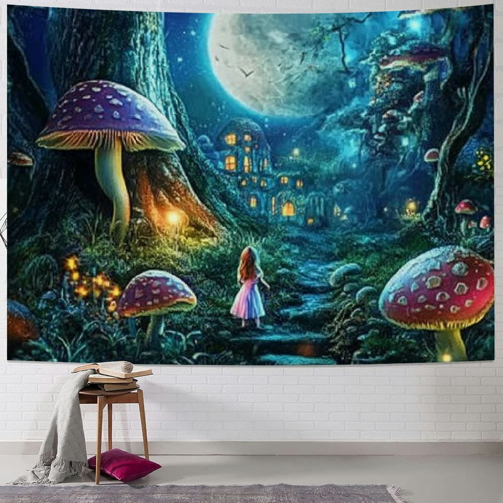 SHERONV Fantasy Mushroom Forest Tapestry for Teen Girl Magical Tree of ...