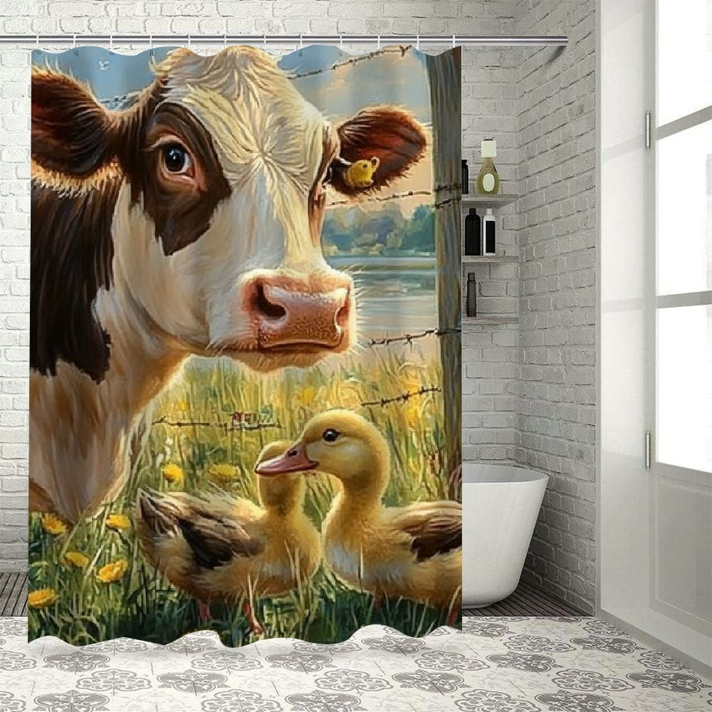 SHERONV Farm Animals Bathroom Decor Set, Colorful Polyester Fabric ...