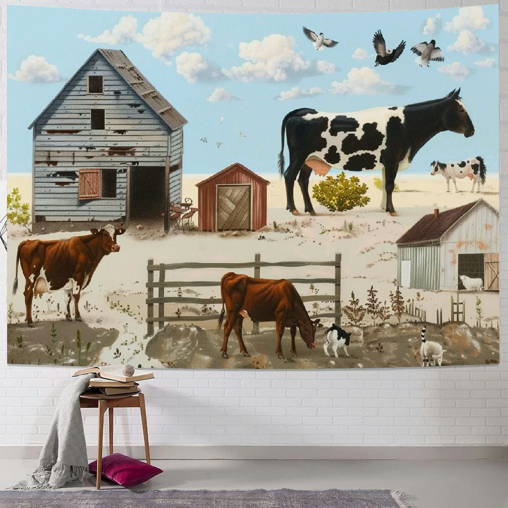 SHERONV Farm Animals Tapestry Wall Hanging Unique Style Graphic ...