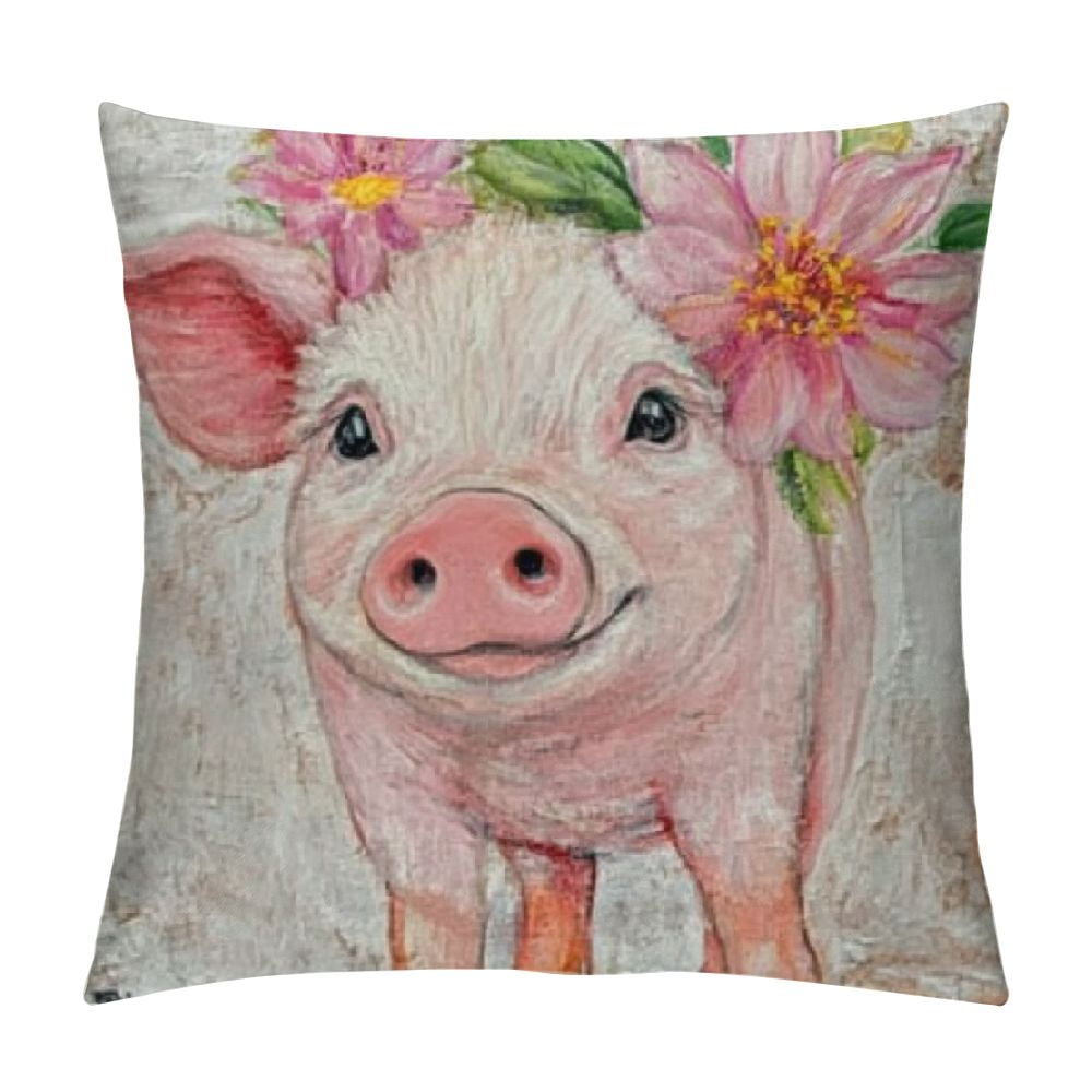 SHERONV Farmhouse Cute Animals Pillow Covers Watercolor Baby Pigs Goats ...