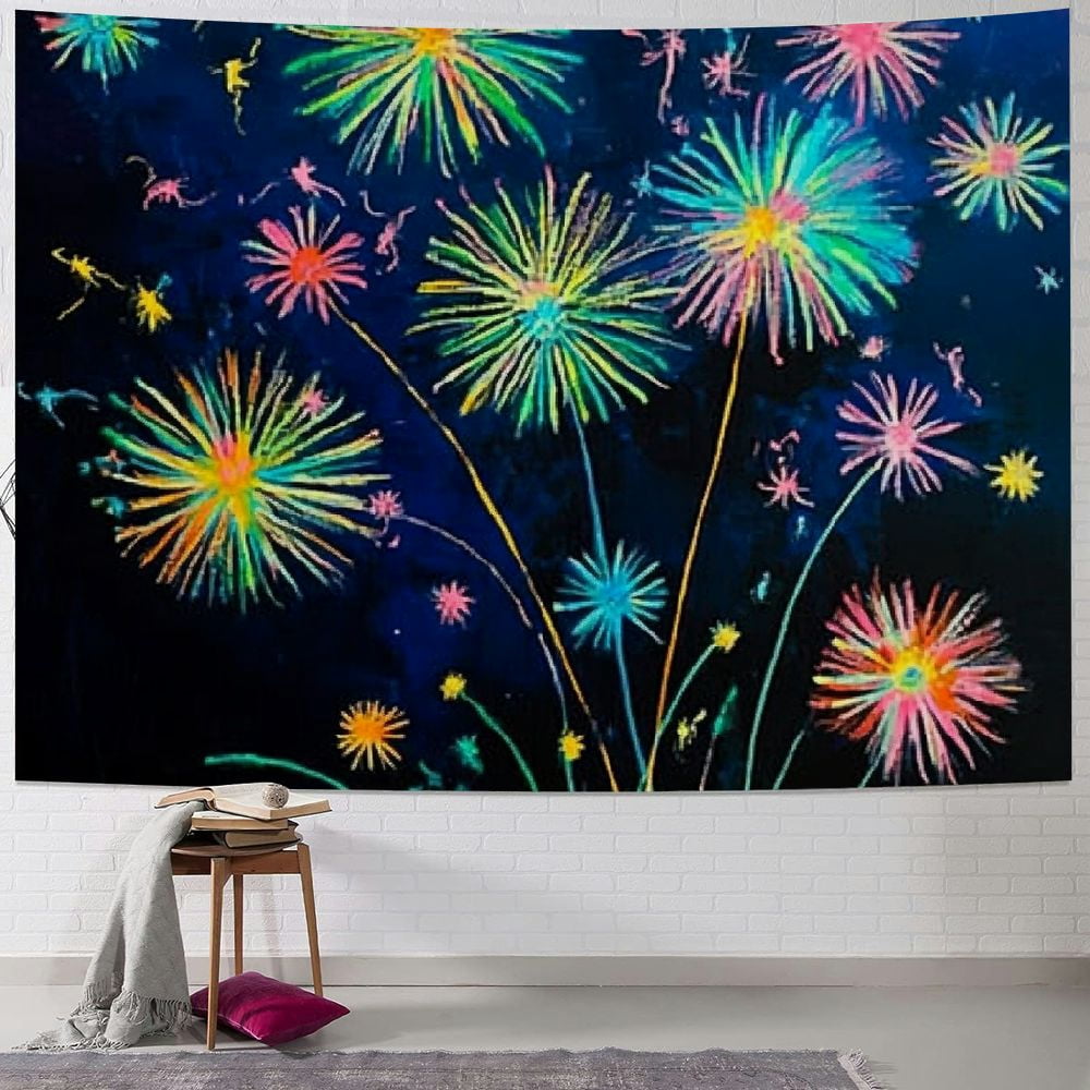 SHERONV Fireworks Flowers Sky Tapestry Wall Hanging Unique Style Home ...