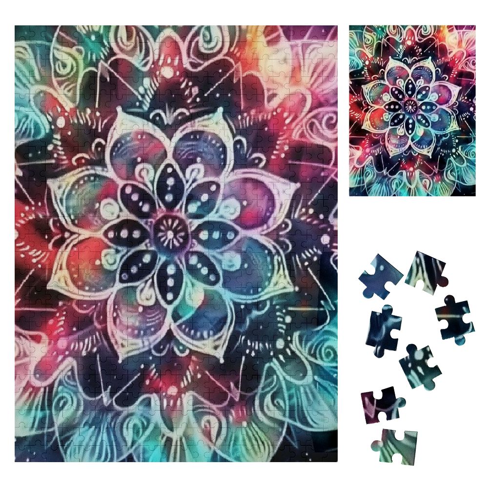 SHERONV Flower Galaxy Sacred Geometry Wooden Jigsaw Puzzle Vertical ...