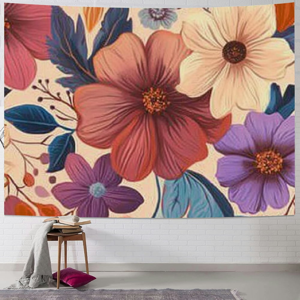 SHERONV Flower Pattern Colorful Flowers Tapestry Wall Hanging Unique ...