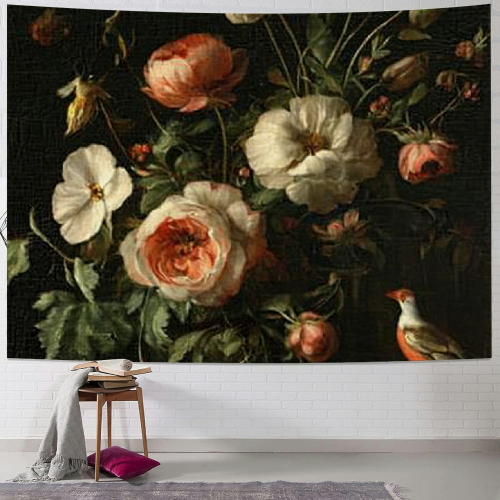 SHERONV Flowers Bird Tapestry Wall Hanging Unique Style Graphic ...