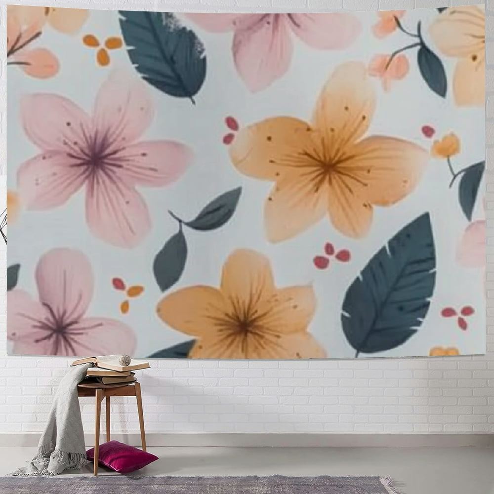 SHERONV Flowers Leaves Pastel Tapestry Wall Hanging Unique Style ...