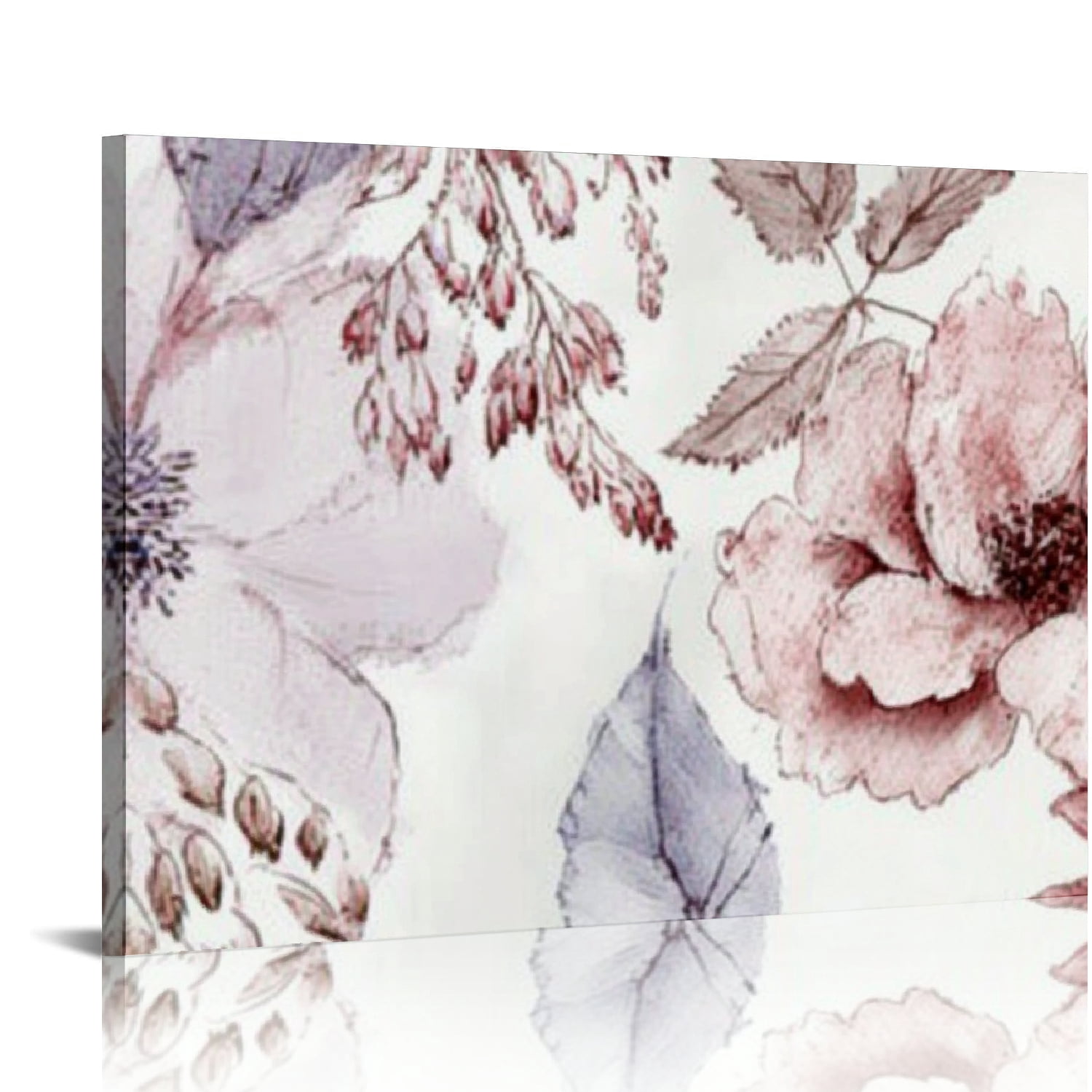 SHERONV Flowers Leaves Watercolor Painting Canvas Wall Art Decor ...