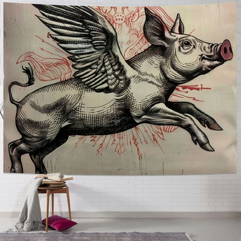 SHERONV Flying Pig Wings Tapestry Wall Hanging Unique Style for Home ...