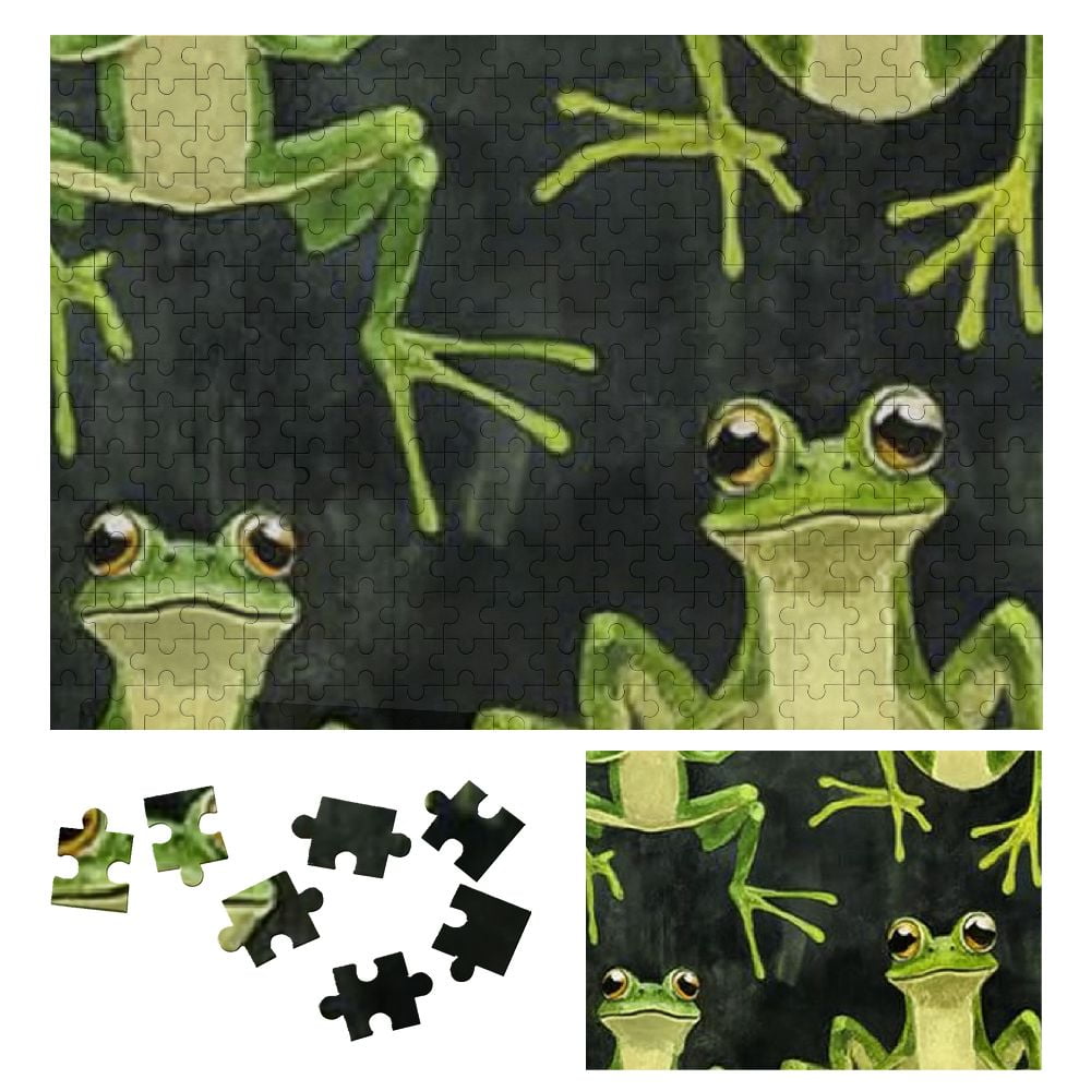 SHERONV Frogs Digital Art Wooden Jigsaw Puzzle - Relaxing and Engaging ...