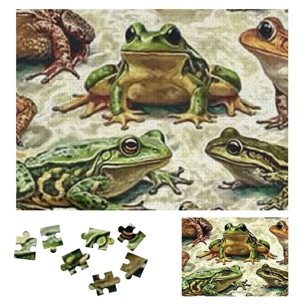 SHERONV Frogs Toads Digital Art Wooden Jigsaw Puzzle Horizontal Style ...