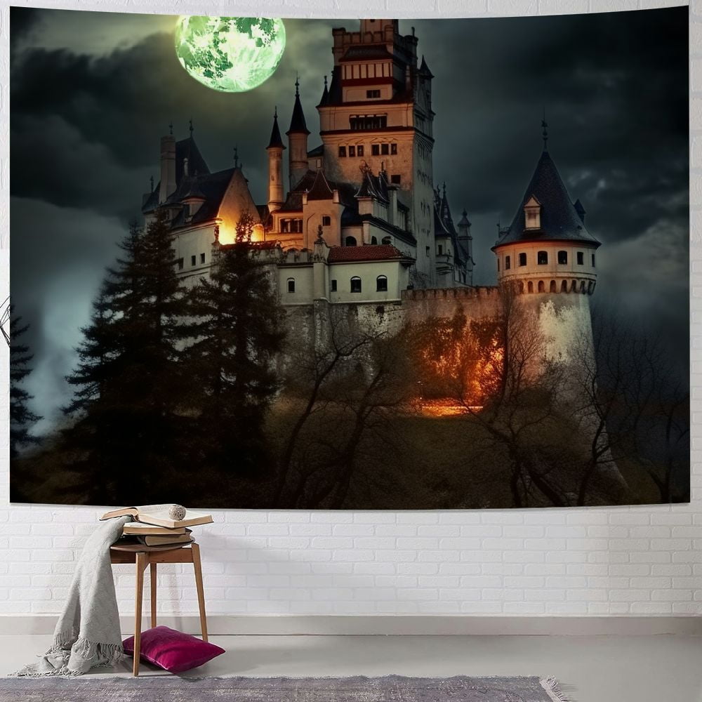 SHERONV Gothic Moon Castle Tapestry Wall Hanging Unique Style for Home ...