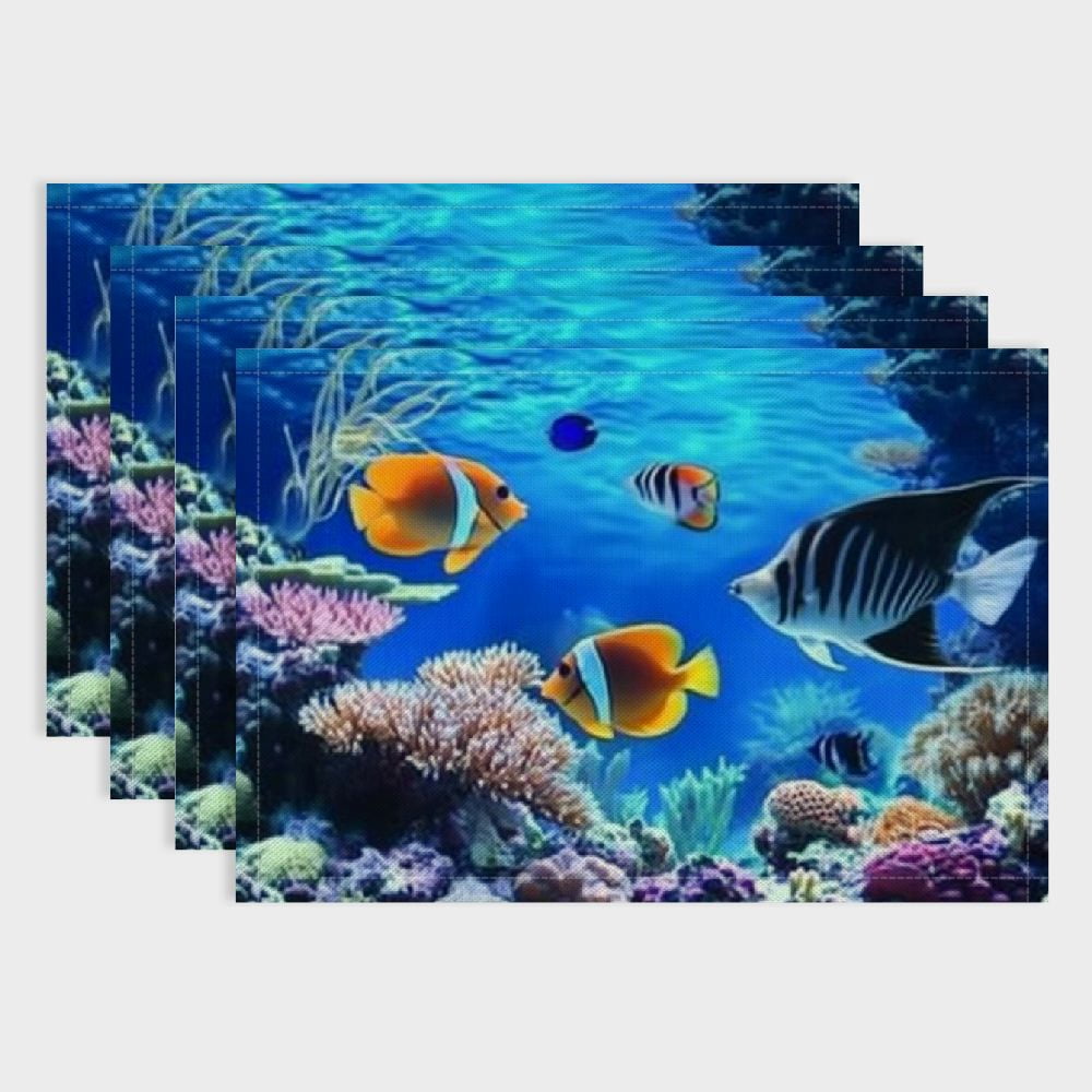 SHERONV Hawaii Summer Ocean Placemats Set of 4,Tropical Fish Dolphin ...