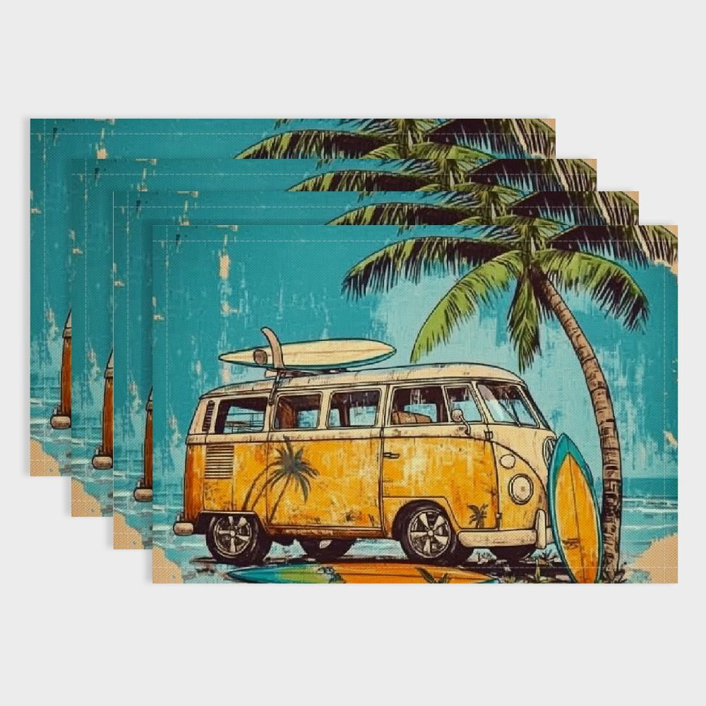 SHERONV Hawaii Vacation Placemats Set of 4 for Kids Teens,Cartoon ...