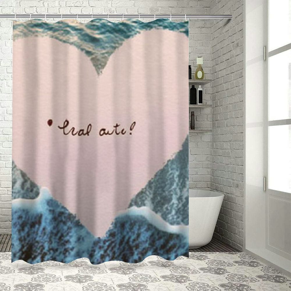 SHERONV Heart Handwritten Message Sea Chic Modern Bathroom Decor Shower ...