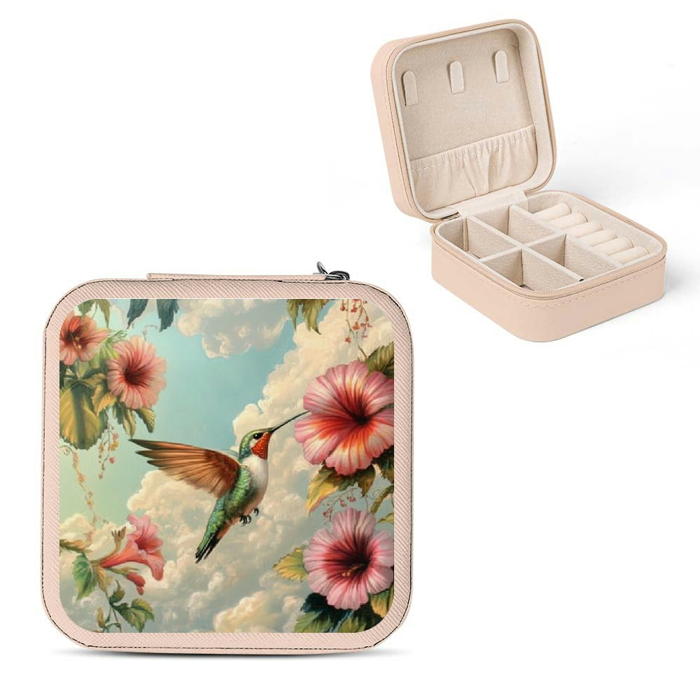SHERONV Hummingbird Flowers Clouds Jewelry Box for Women Travel Size ...