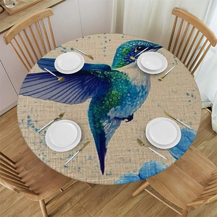SHERONV Hummingbird Flowers Round Tablecloth Stain Resistant, Washable ...
