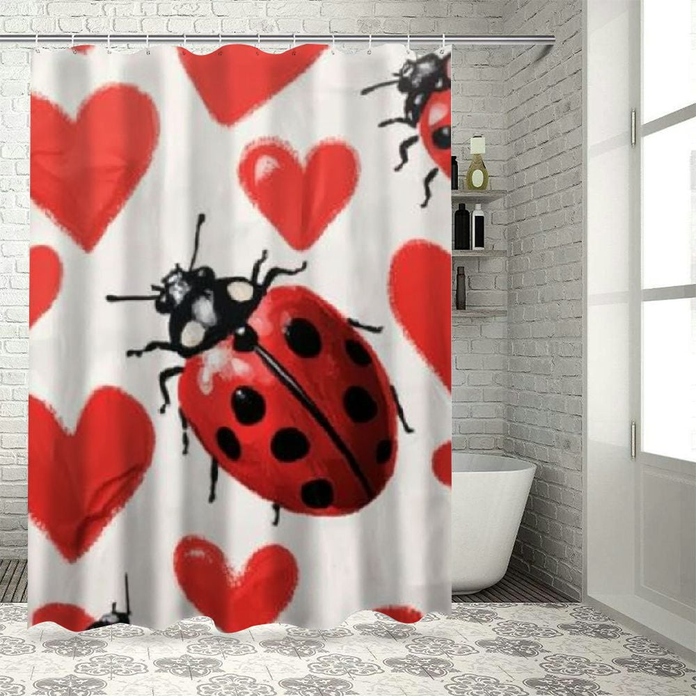 SHERONV Ladybug Hearts Bathroom Decor Set with Hooks | Colorful ...